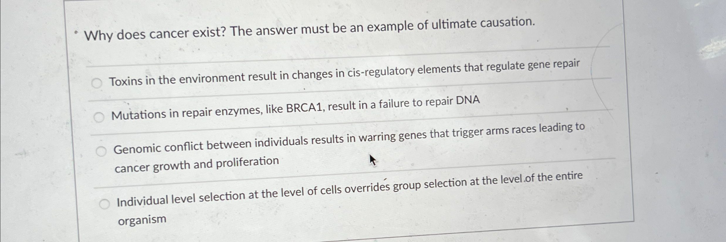 Solved Why does cancer exist? The answer must be an example | Chegg.com