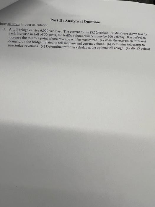 Solved Part II: Analytical Questions all steps in your | Chegg.com