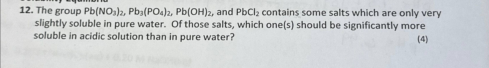 Solved The group Pb(NO3)2,Pb3(PO4)2,Pb(OH)2, ﻿and PbCl2 | Chegg.com