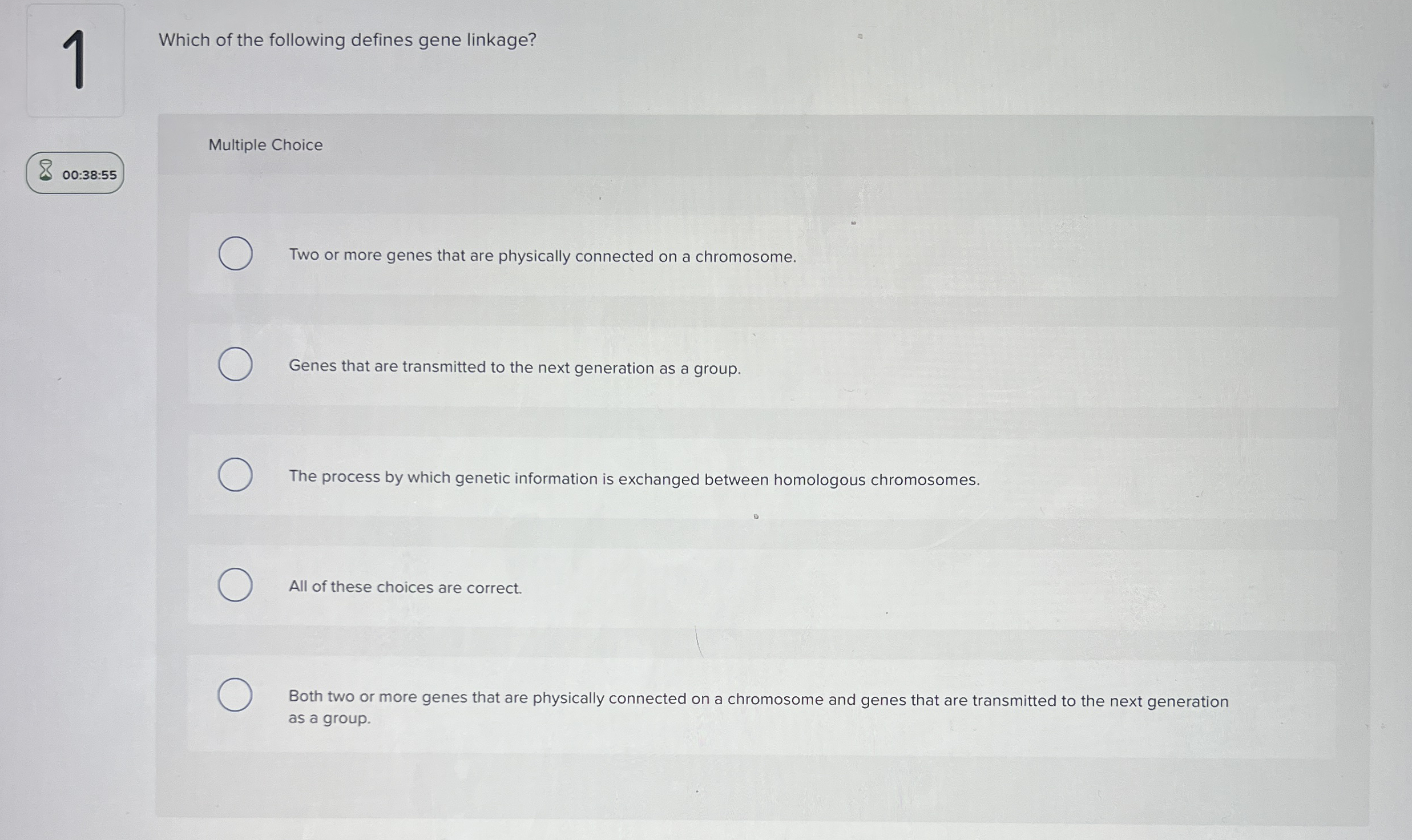 Solved 1Which of the following defines gene linkage?Multiple | Chegg.com