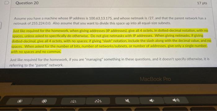 Solved Assume you have a machine whose IP address is | Chegg.com