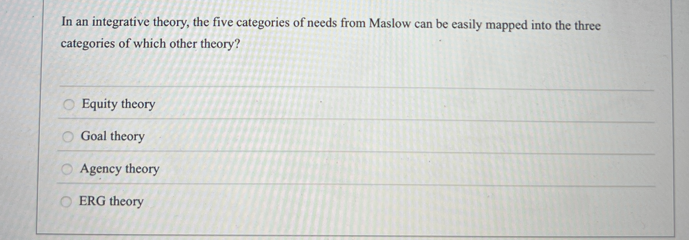 Solved In an integrative theory, the five categories of | Chegg.com