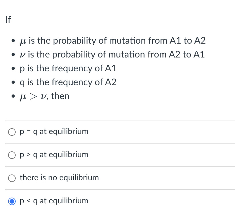 Solved μ ﻿is the probability of mutation from A1 ﻿to A2u | Chegg.com
