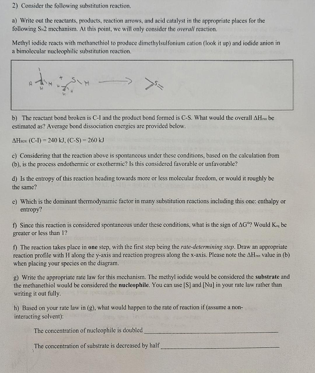 Solved Consider the following substitution reaction.a) | Chegg.com