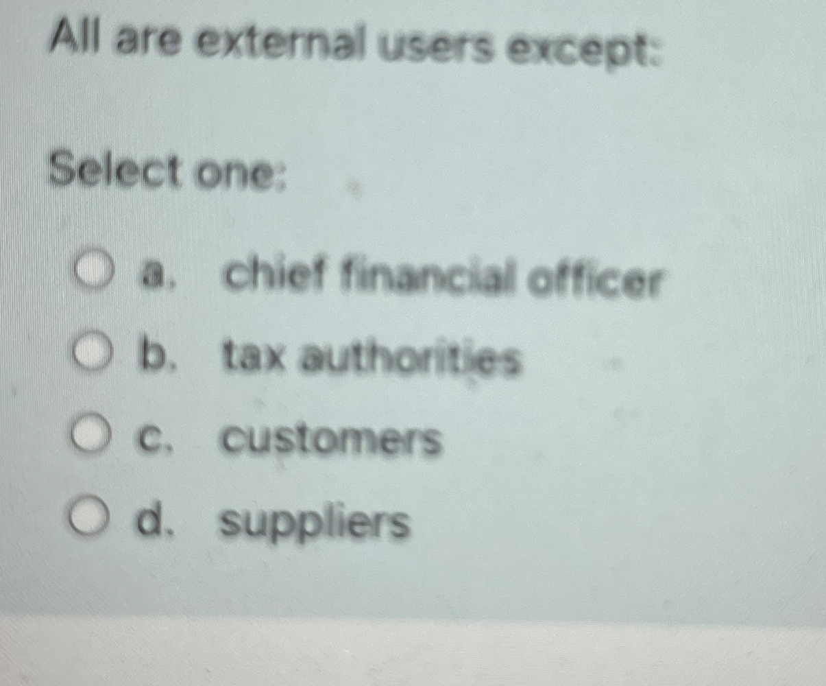 Solved All are external users except:Select one:a. ﻿chief | Chegg.com