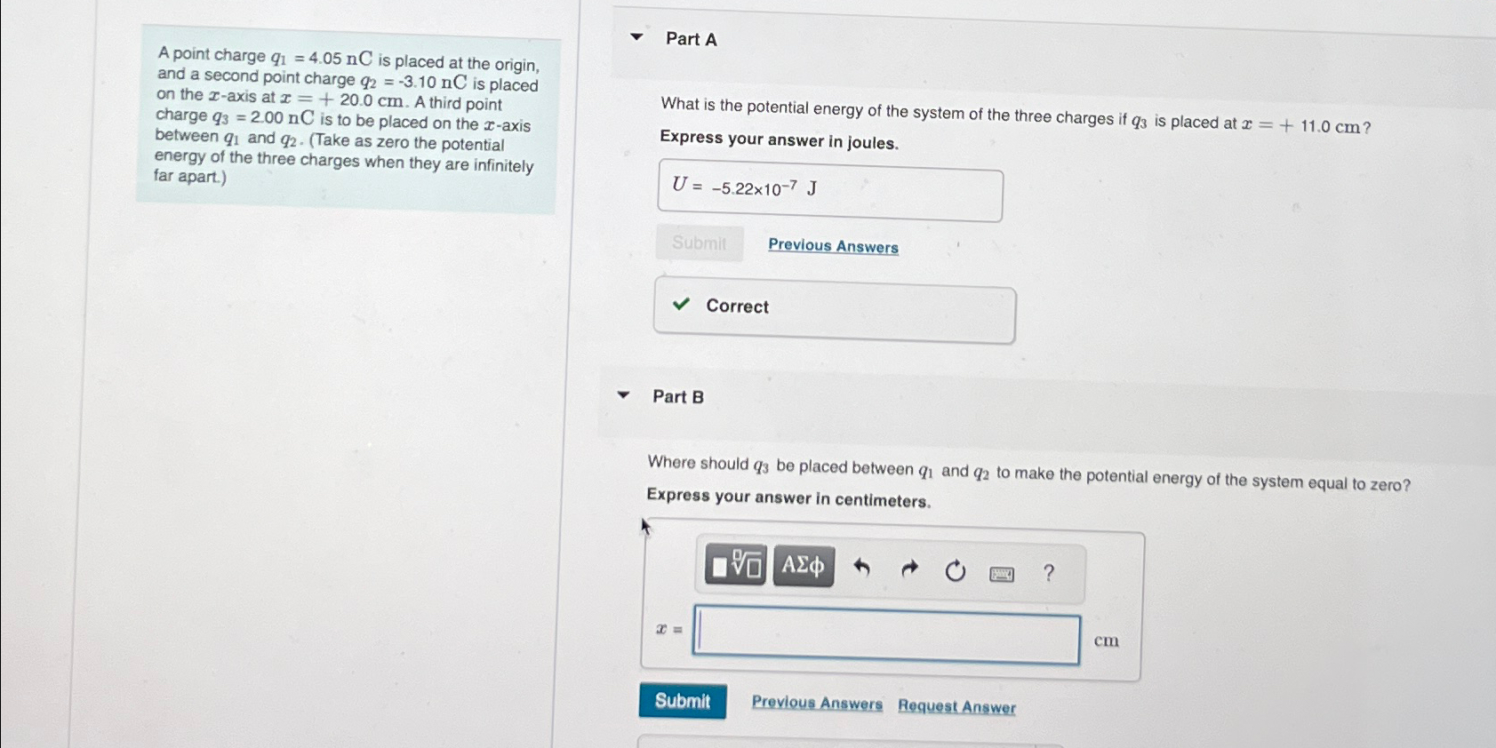 Solved A point charge q1=4.05nC ﻿is placed at the origin, | Chegg.com