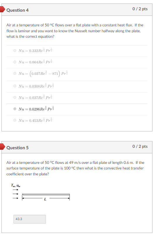 Solved Air at a temperature of 50∘C flows over a flat plate | Chegg.com