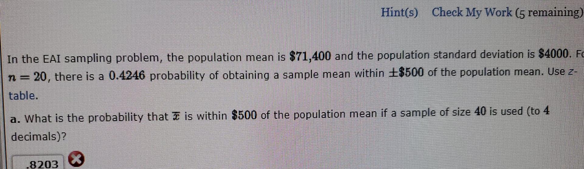Solved Hint(s) Check My Work (5 remaining) In the EAI | Chegg.com