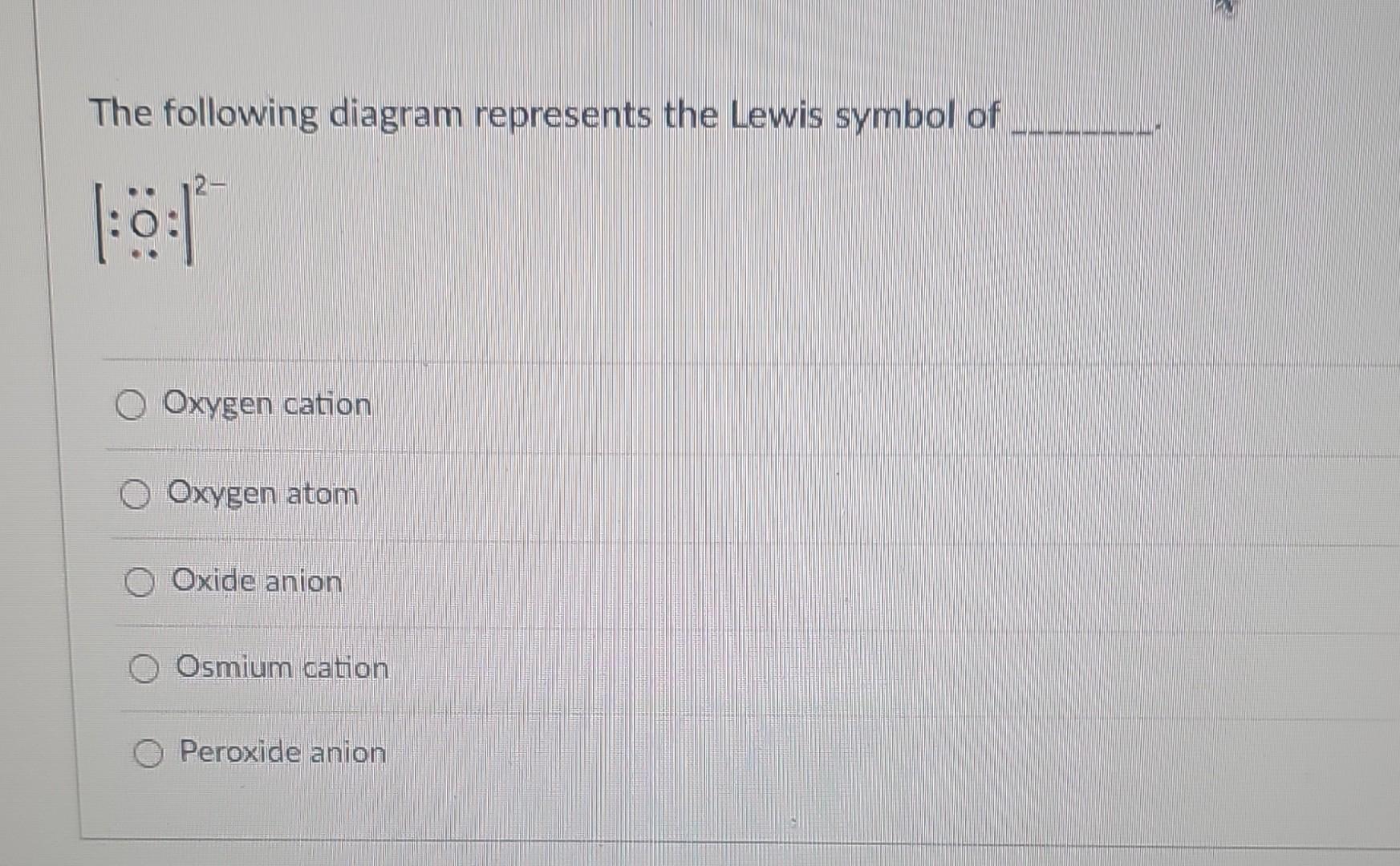 Solved The following diagram represents the Lewis symbol of | Chegg.com