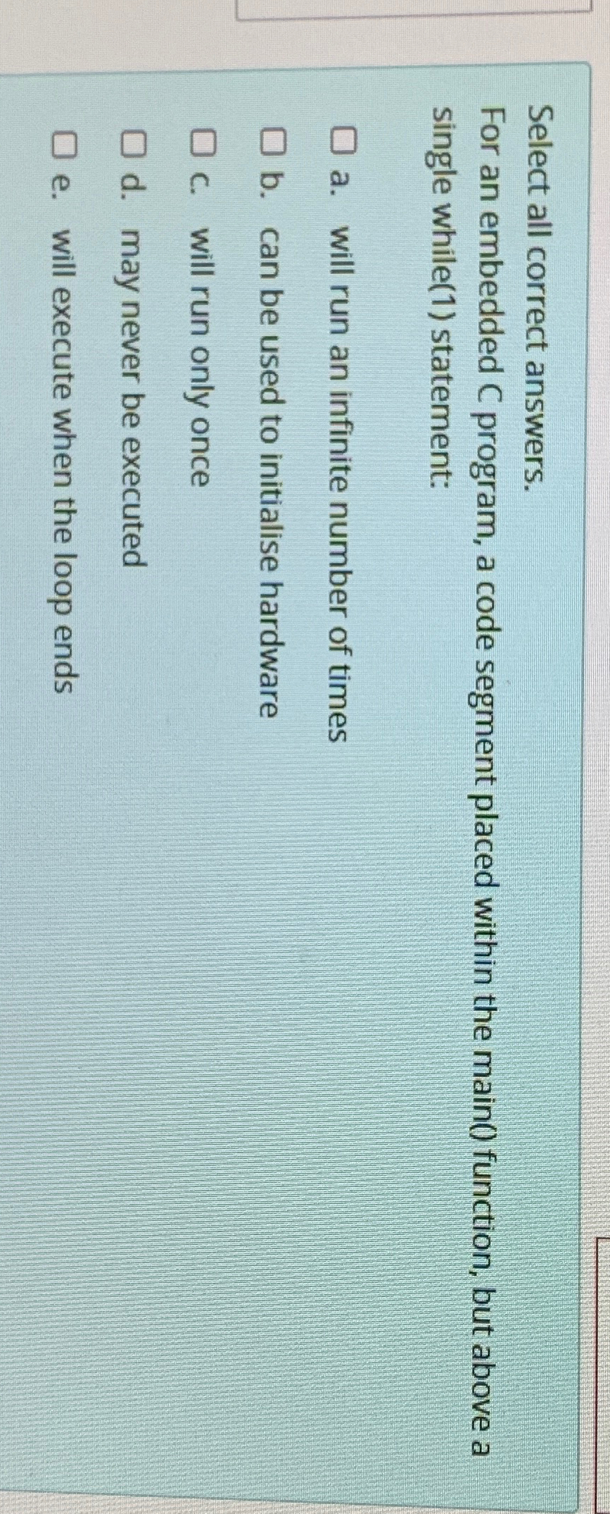 Select all correct answers.For an embedded C program, | Chegg.com