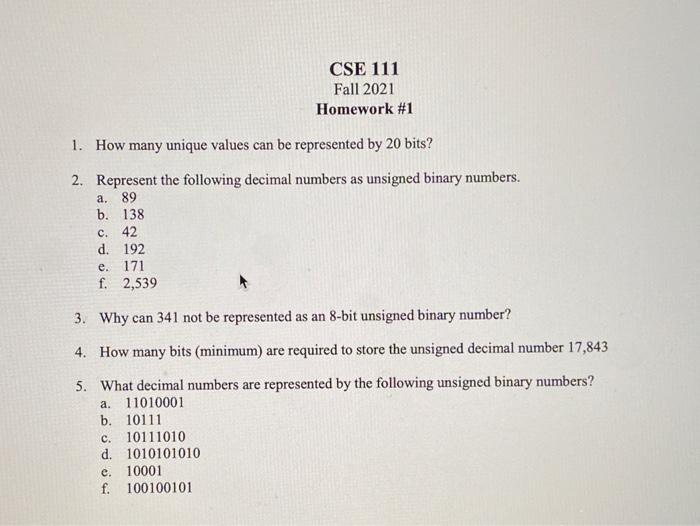 Solved CSE 111 Fall 2021 Homework #1 1. How many unique | Chegg.com