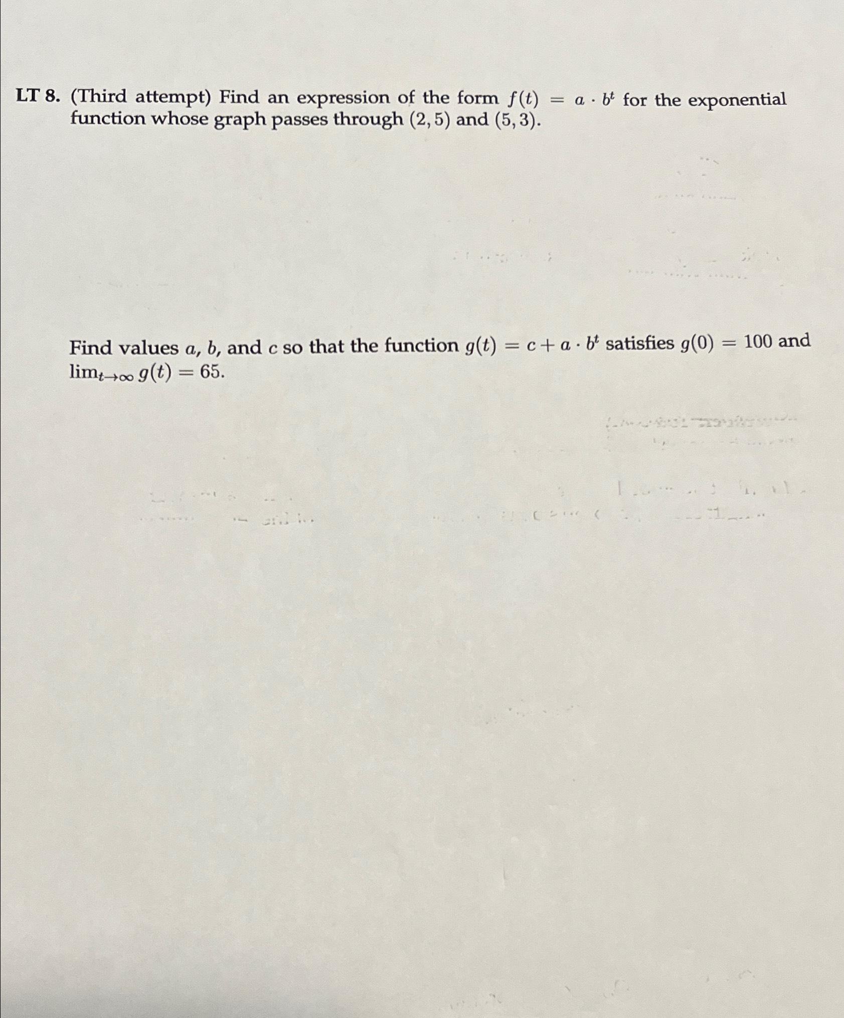 Solved LT 8. (Third attempt) ﻿Find an expression of the form | Chegg.com