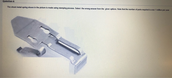 Solved Question 6 The sheet metal spring shown in the | Chegg.com