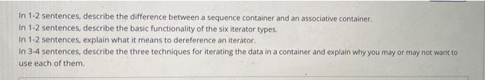 Solved in 1-2 sentences, describe the difference between a | Chegg.com