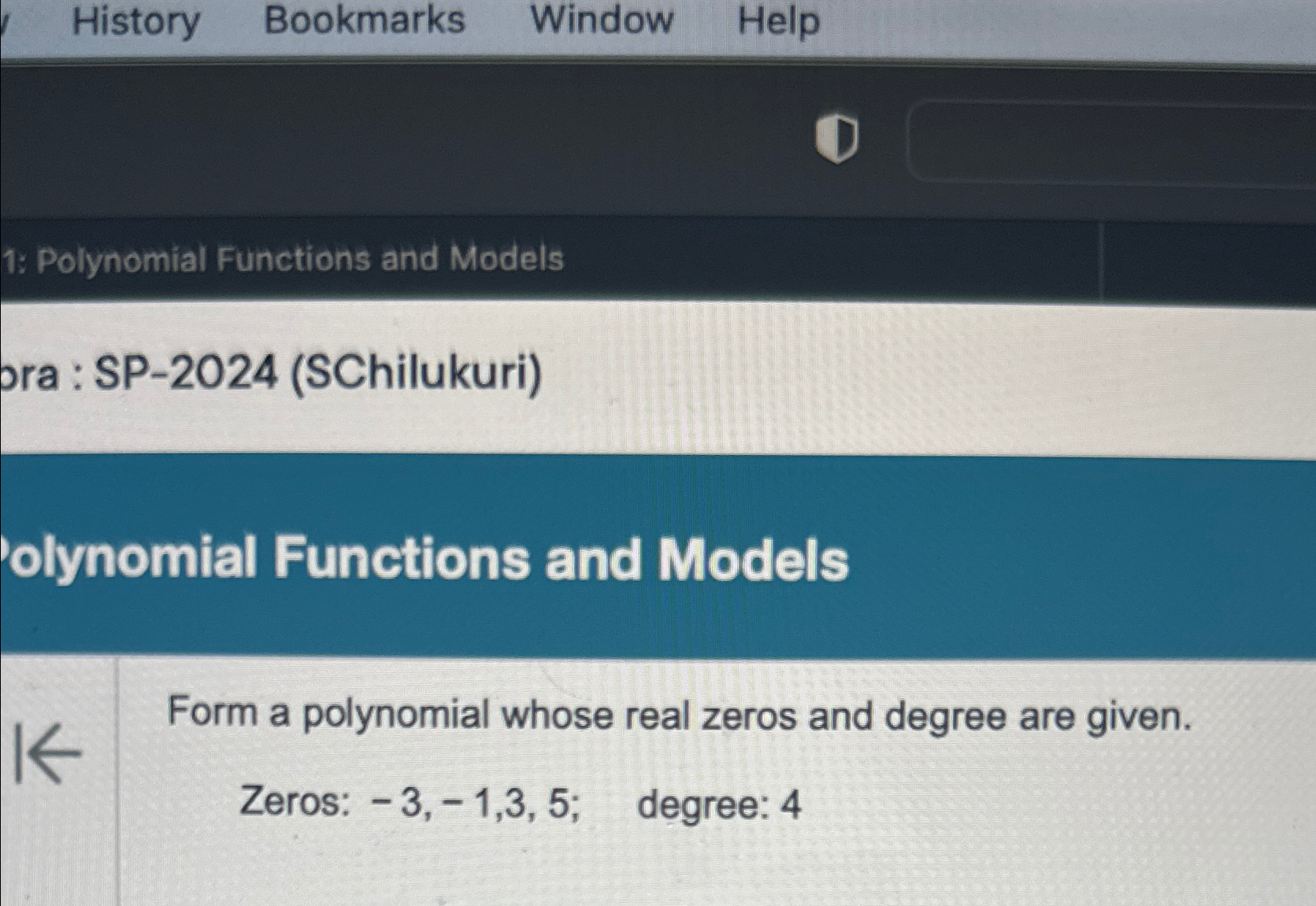 Solved 1: Polynomial Functions and Modelsora : | Chegg.com