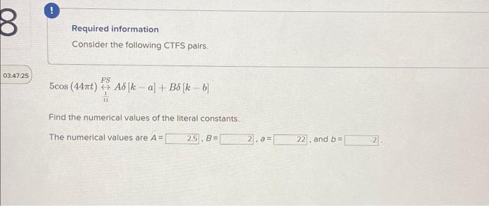 Solved Required information Consider the following CTFS | Chegg.com