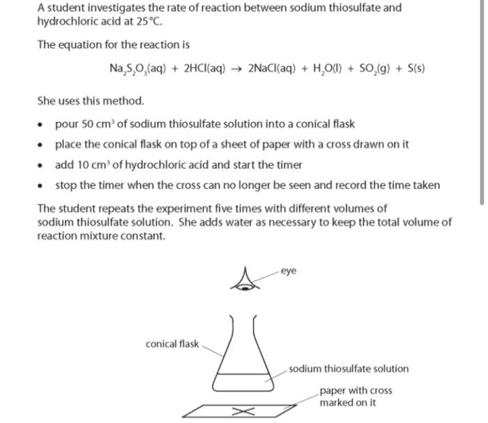 Solved A student investigates the rate of reaction between | Chegg.com