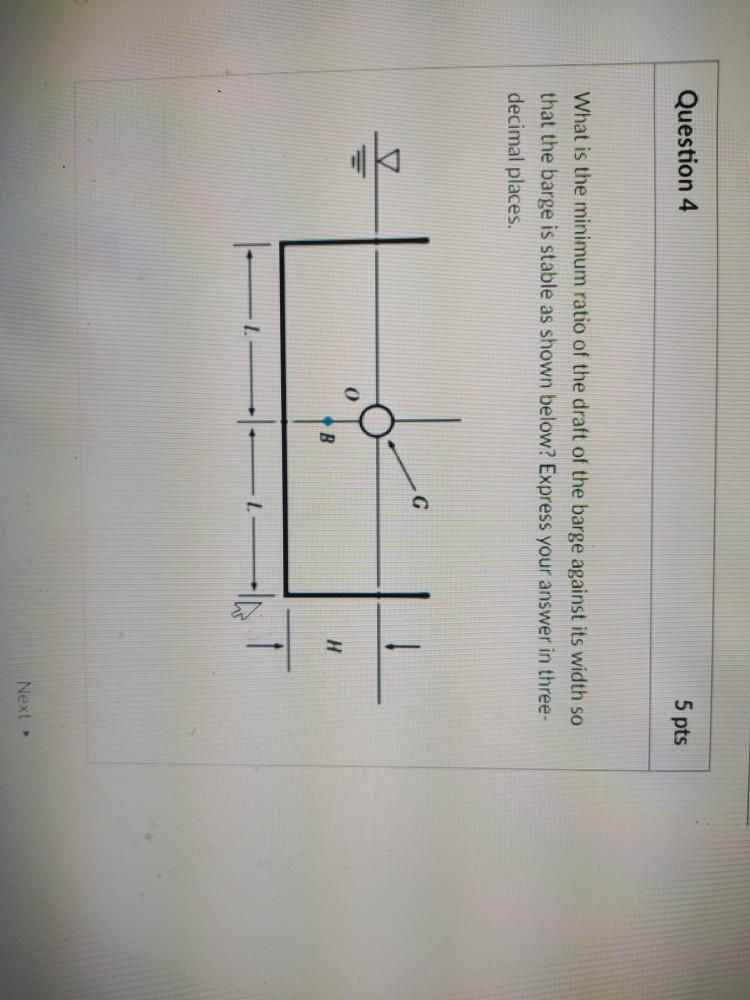 Solved what is the minimum ratio of the draft of the barge | Chegg.com