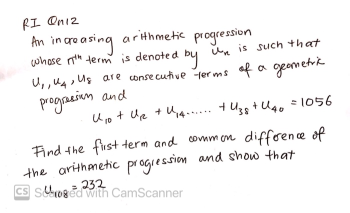 Solved RI Onız An incre arithmetic progression whose nth | Chegg.com
