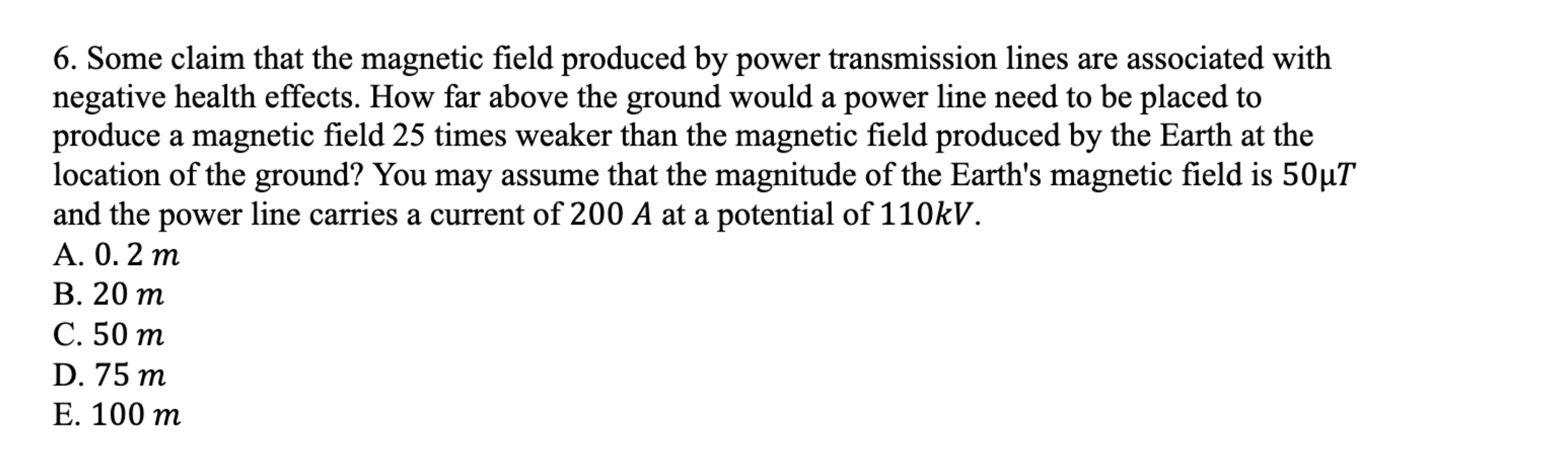 Solved Some claim that the magnetic field produced by power | Chegg.com