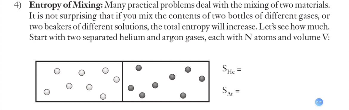 Solved Entropy of Mixing: Many practical problems deal with | Chegg.com