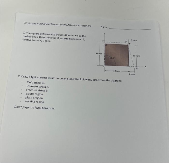 Solved Stroin and Mechanical Properties of Materiols | Chegg.com