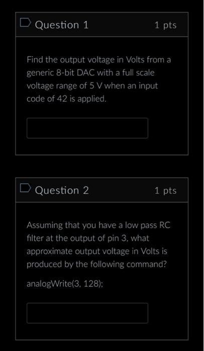 Solved Question 1 1 pts Find the output voltage in Volts | Chegg.com