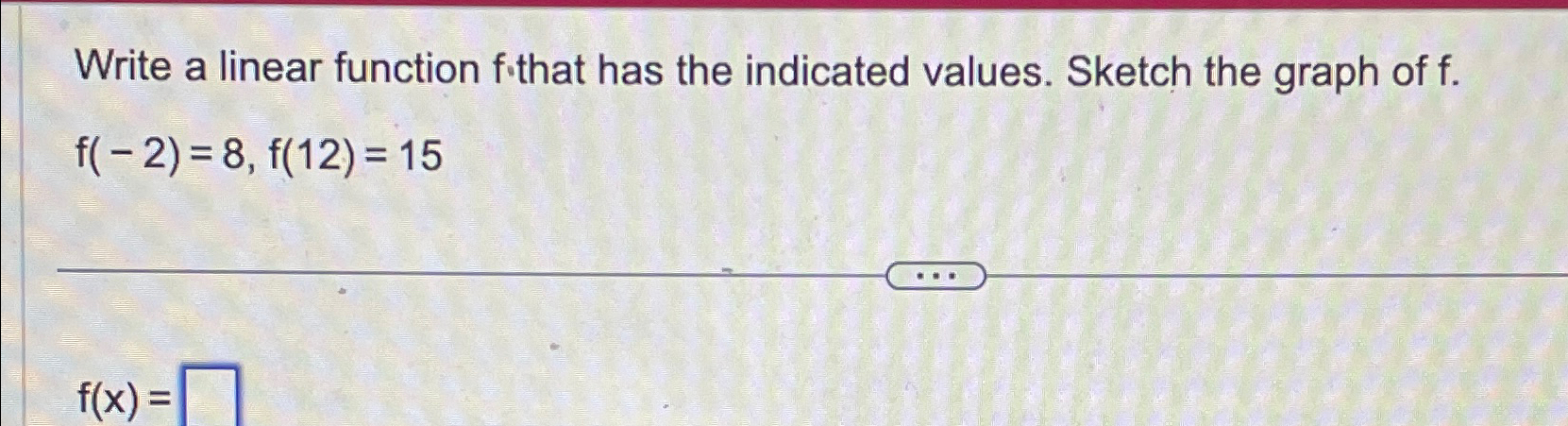 Solved Write a linear function f ﻿that has the indicated | Chegg.com