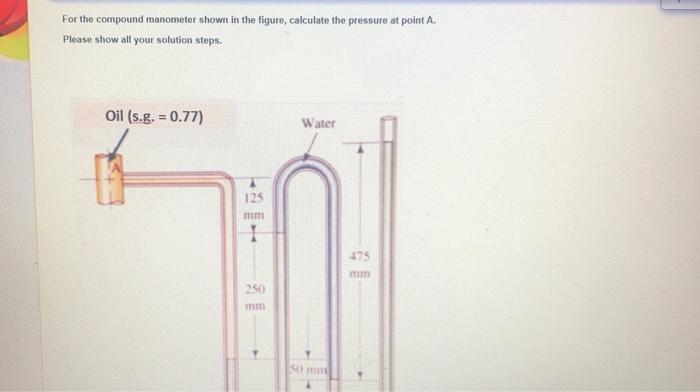 Solved For the compound manometer shown in the figure, | Chegg.com