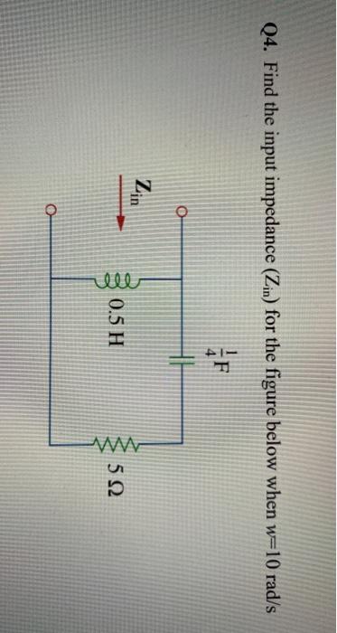 Solved Q4. Find the input impedance (Zin) for the figure | Chegg.com