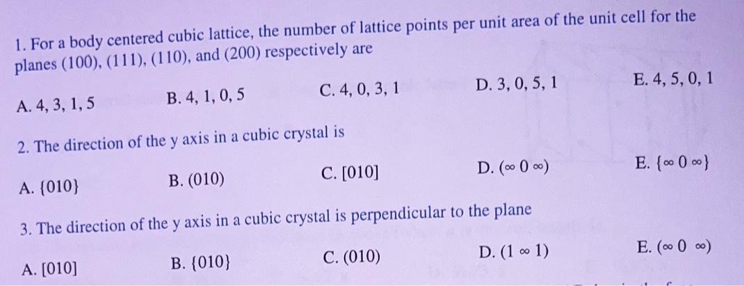Solved 1.For a body centered cubic lattice, the number of | Chegg.com