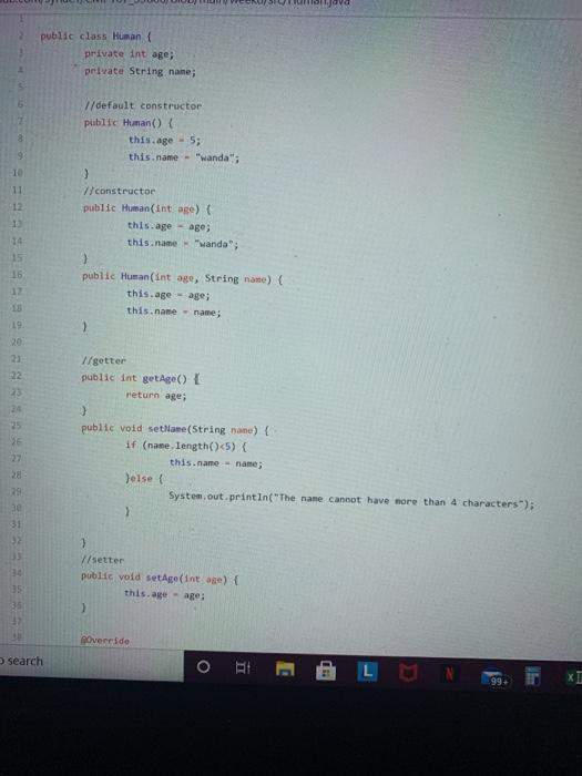 Solved public class Human private int age; private String | Chegg.com