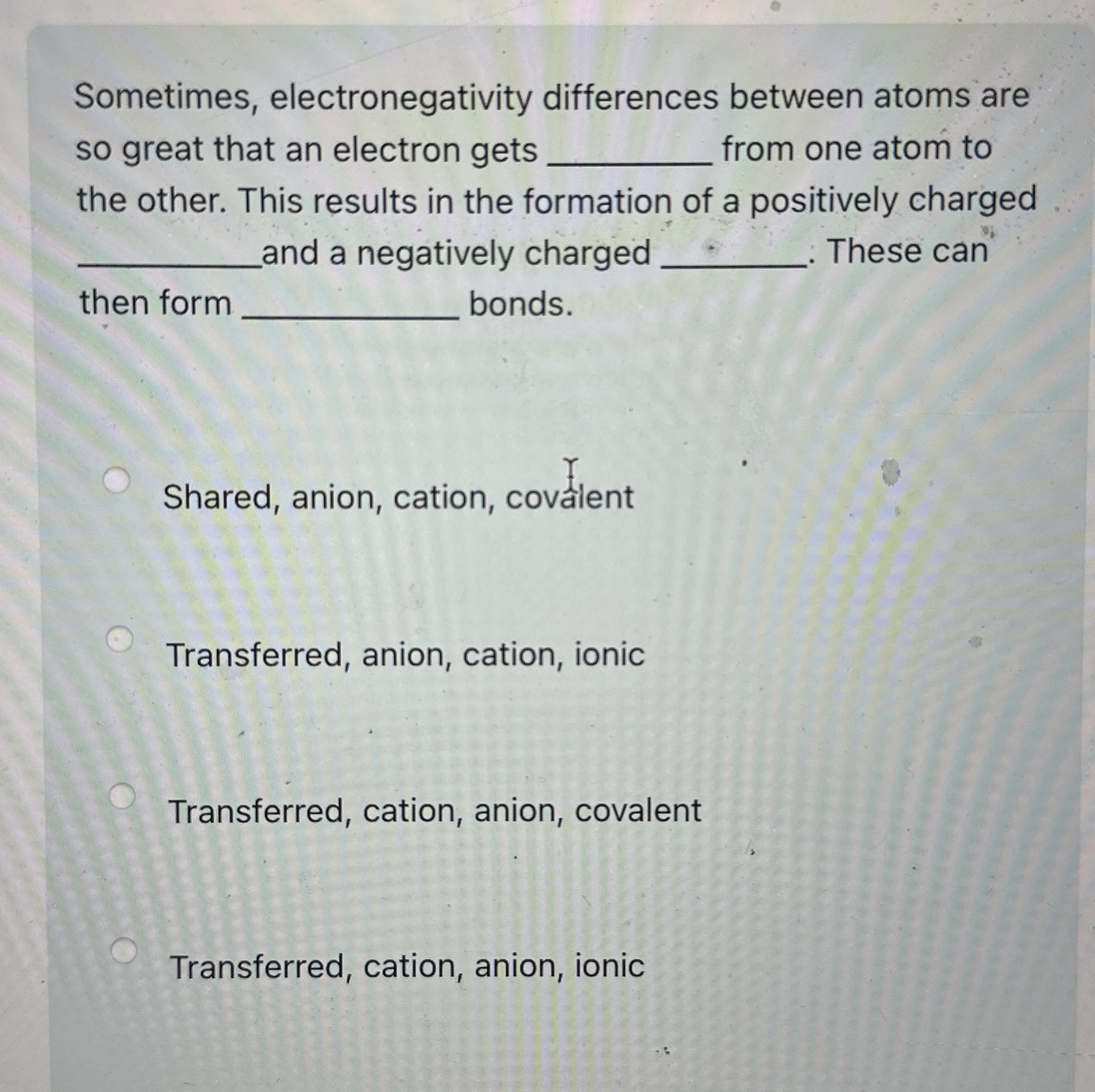 Solved Sometimes, electronegativity differences between | Chegg.com