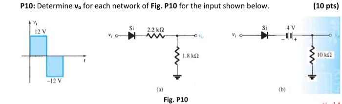Solved P10: Determine vo for each network of Fig. P10 for | Chegg.com