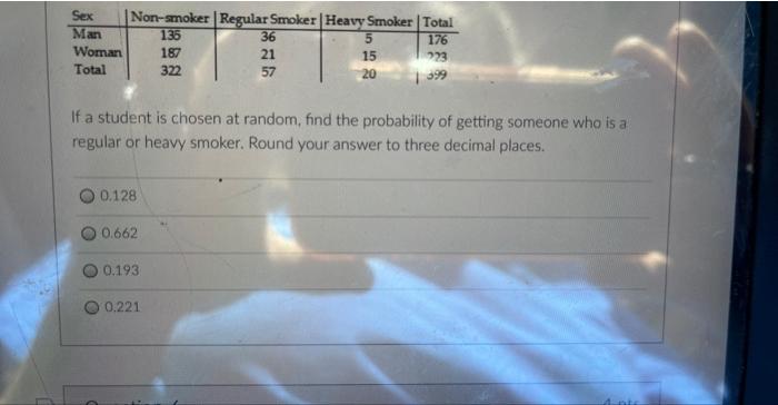Solved If a student is chosen at random, find the | Chegg.com