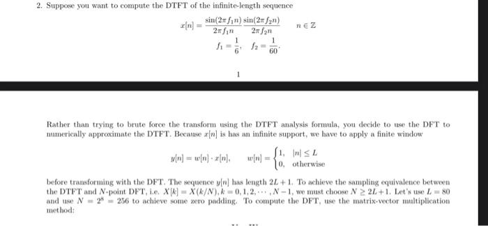 2. Suppose you want to compute the DTFT of the | Chegg.com