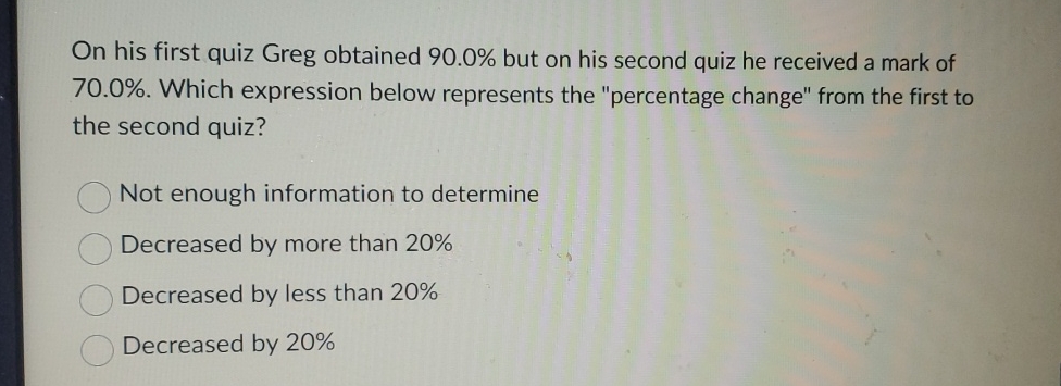 Solved On his first quiz Greg obtained 90.0% ﻿but on his | Chegg.com