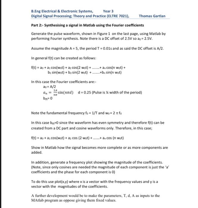 Solved Part 1A:- Adding Sinusoids Mathematically Given the | Chegg.com