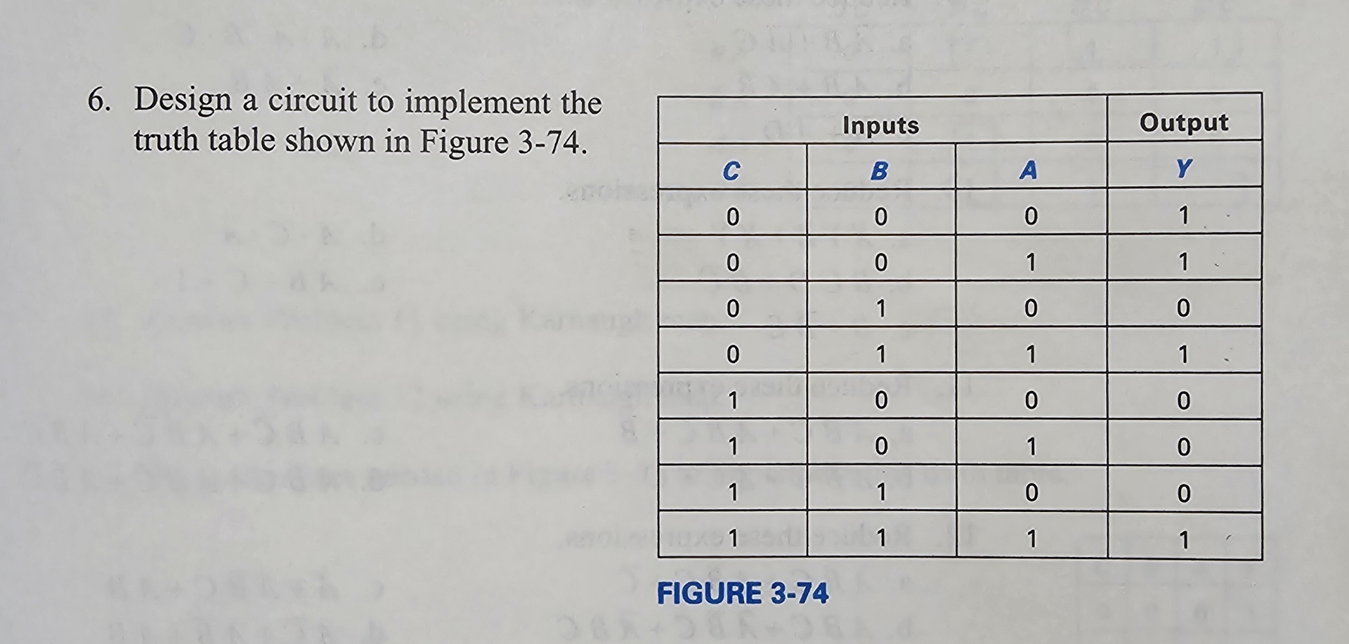 Design A Circuit To Implement The Truth Table Shown