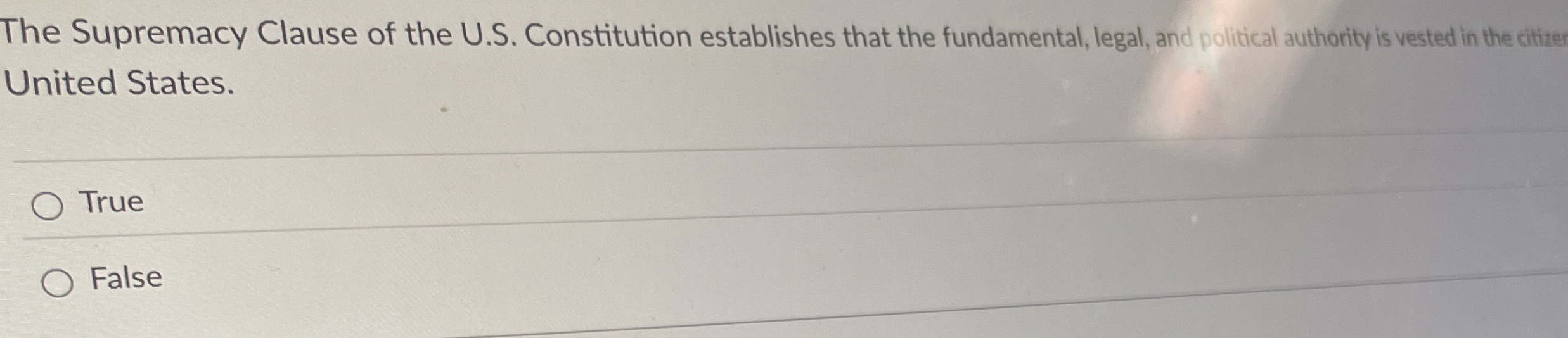 Solved The Supremacy Clause of the U.S. ﻿Constitution | Chegg.com