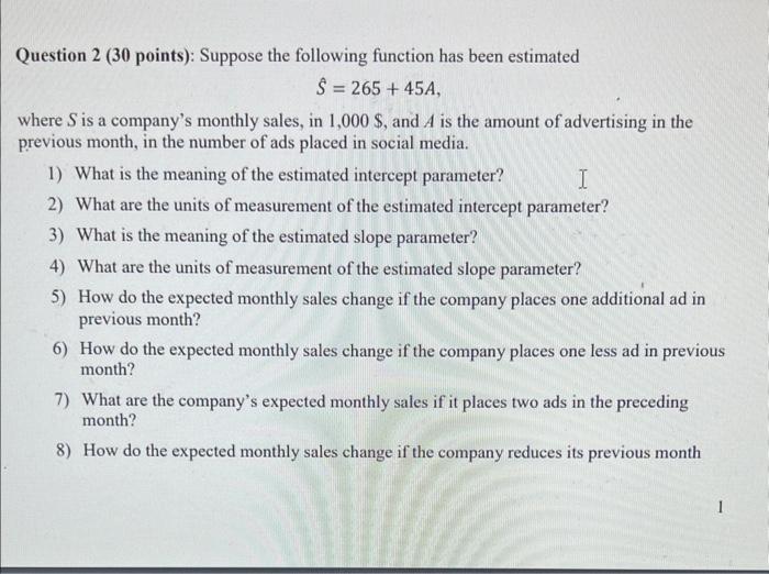 Solved Question 2(30 points): Suppose the following function | Chegg.com
