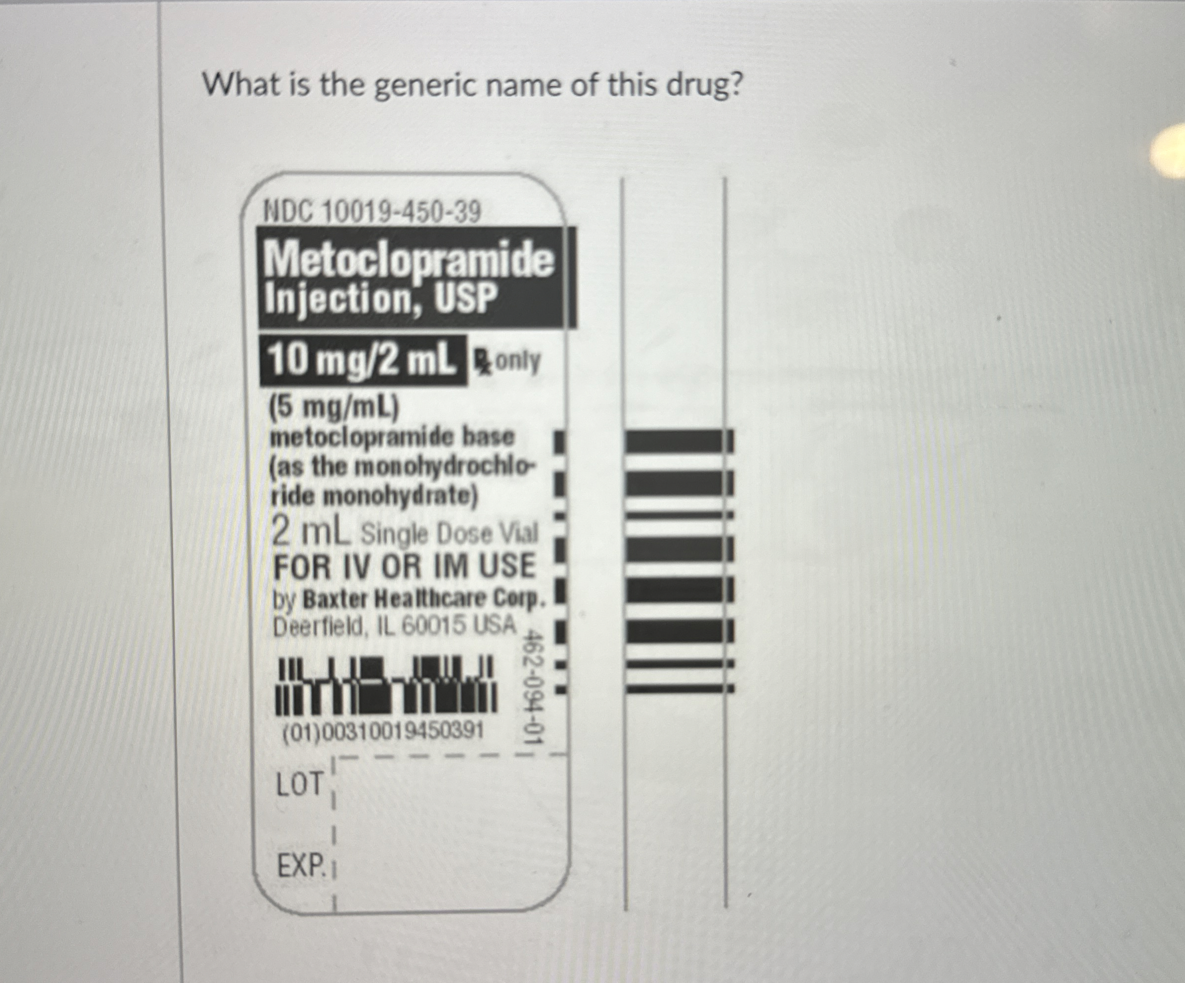 Solved What is the generic name of this drug? | Chegg.com