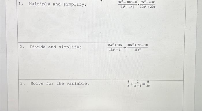 Solved 1. Multiply and simplify: | Chegg.com