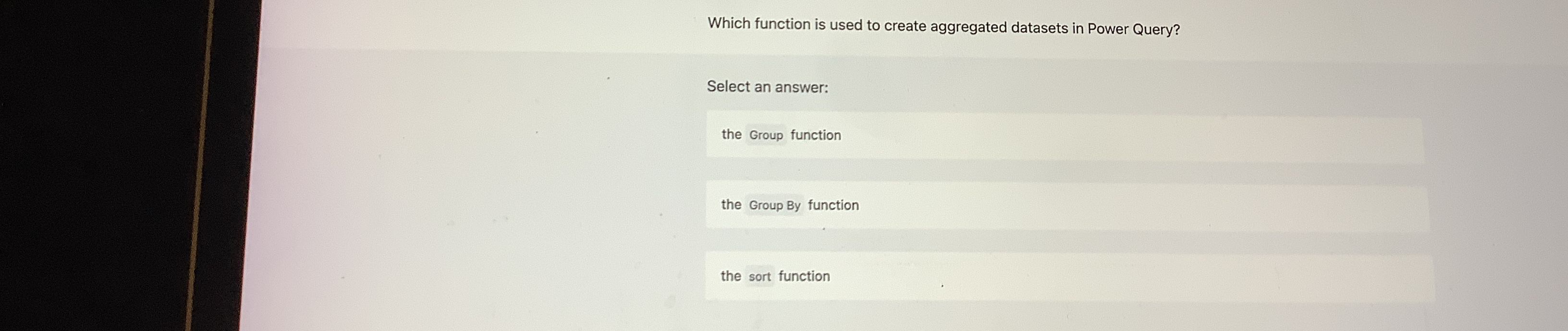 Solved Which Function Is Used To Create Aggregated Datasets
