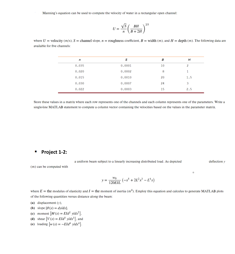 Solved Manning's equation can be used to compute the | Chegg.com
