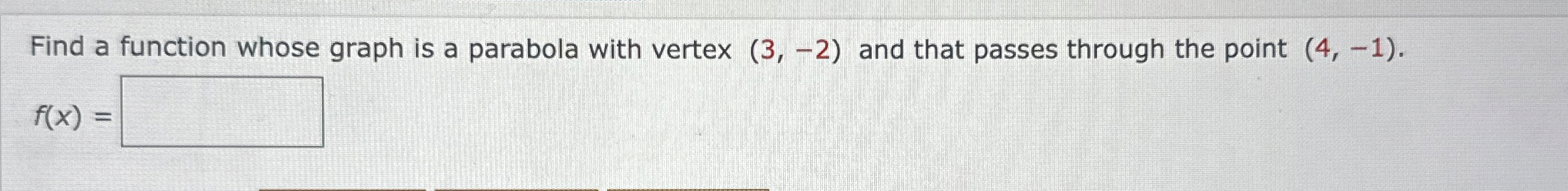 Find a function whose graph is a parabola with vertex | Chegg.com