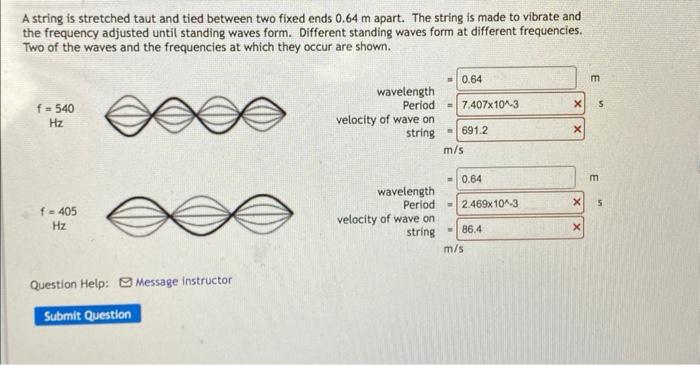 Solved A string is stretched taut and tied between two fixed | Chegg.com