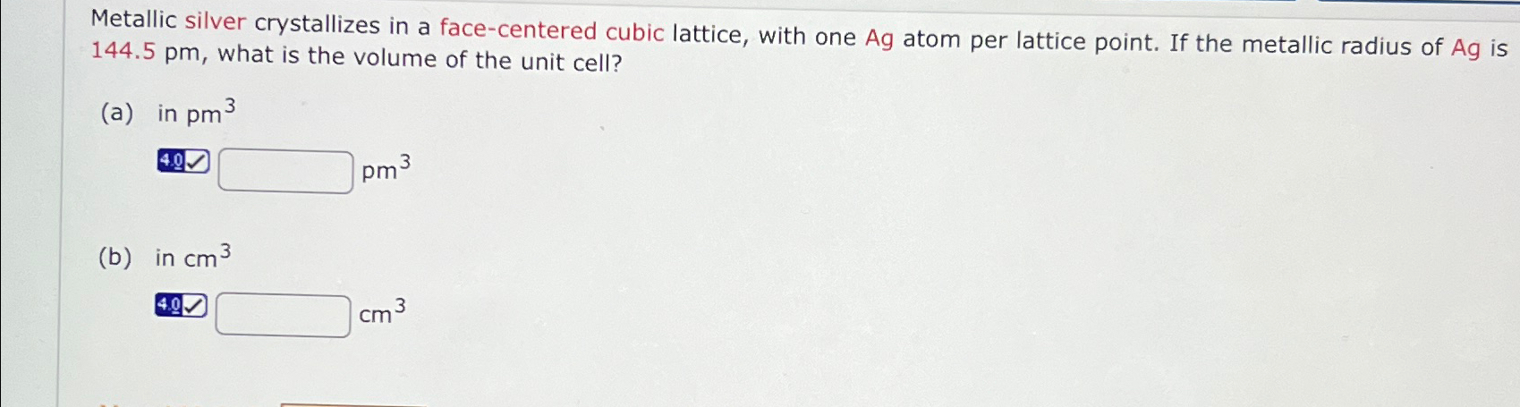 Metallic silver crystallizes in a face-centered cubic | Chegg.com
