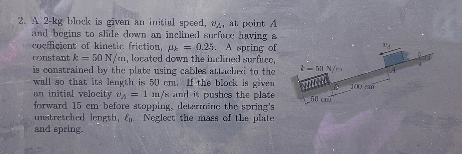 Solved A 2-kg block is given an initial speed, vA, ﻿at point | Chegg.com