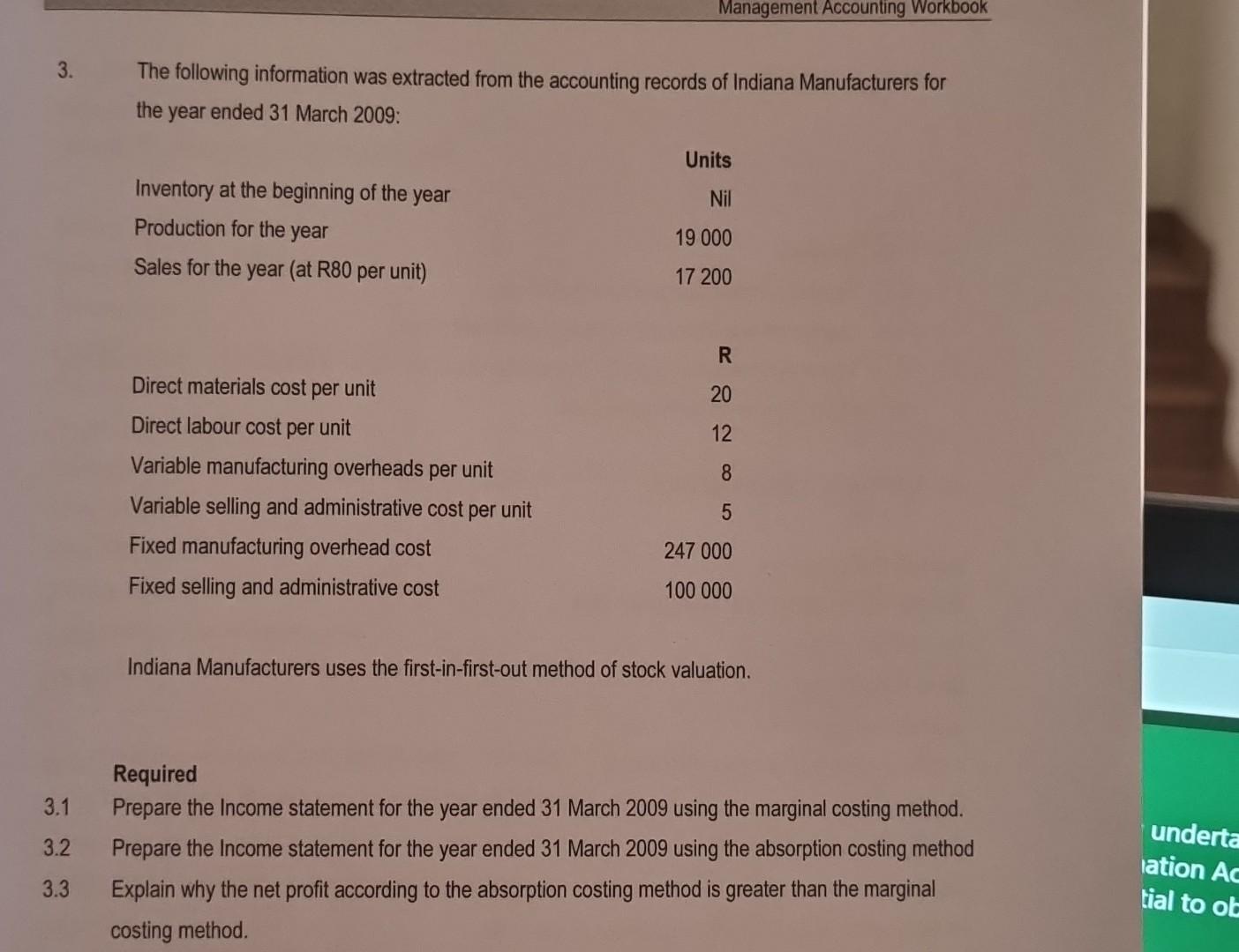 Solved 3. The following information was extracted from the | Chegg.com